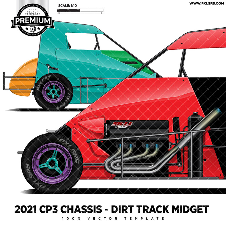 2021 CP3 Chassis Dirt Track Midget - Speedcar 'Premium' Vector Template ...