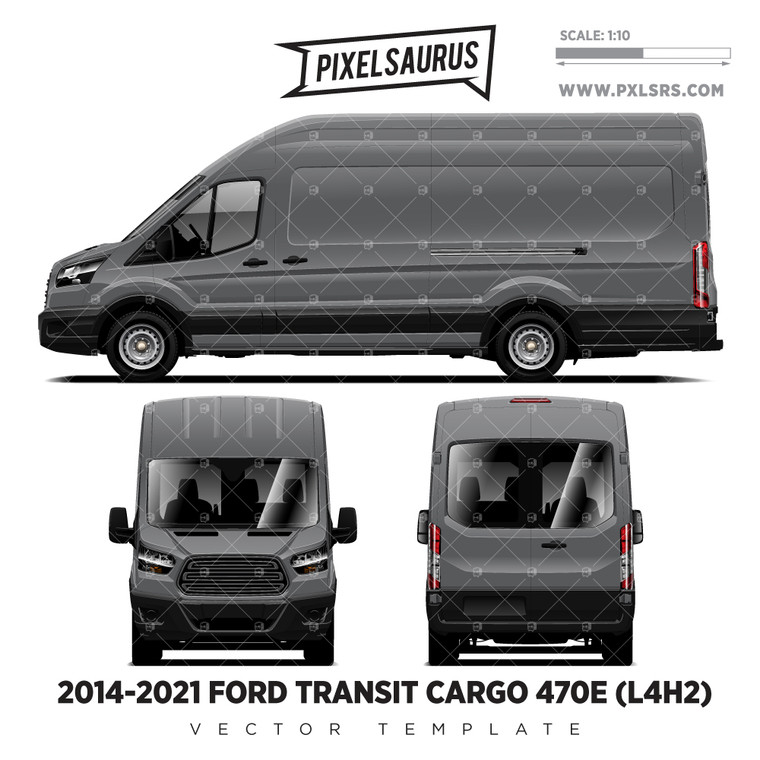 2014-2021 Ford Transit Cargo 470L – L4H2 (Barn Door) Vector Template ...