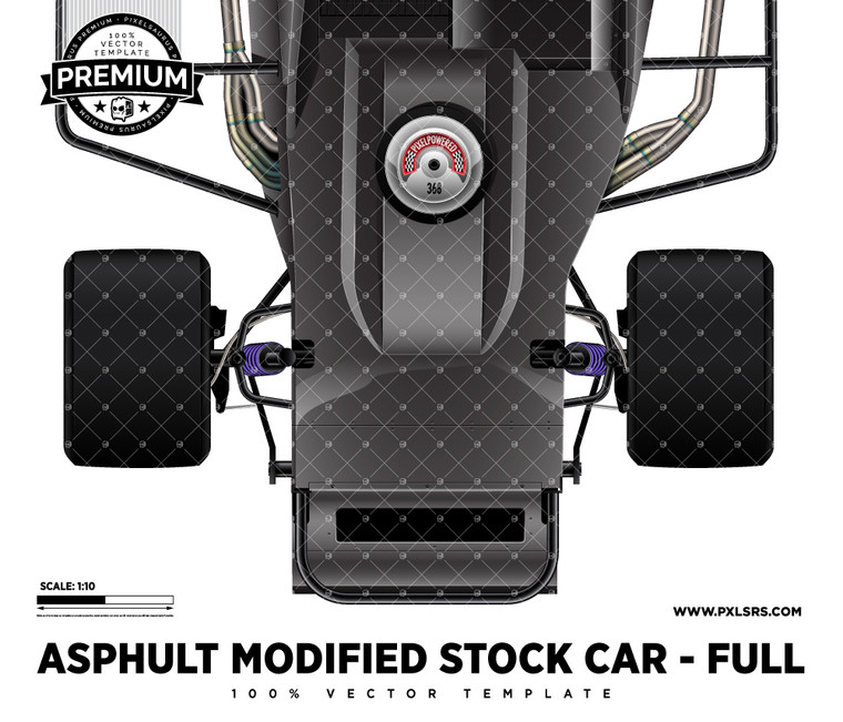 Asphalt Modified Stock Car (Nascar Whelen) Full 'Premium' Vector Template - Pixelsaurus