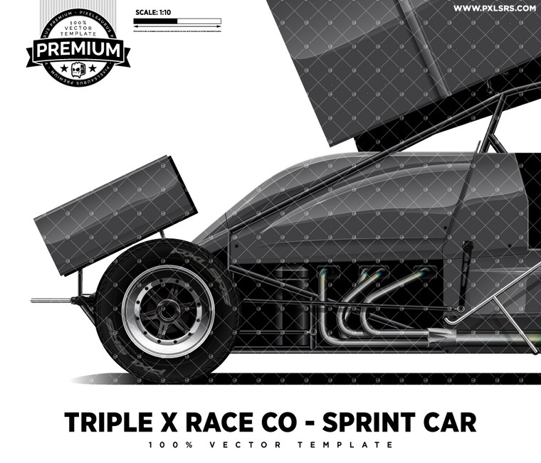 Triple X Race Co - SPRINT CAR 'Premium' Vector Template - Pixelsaurus