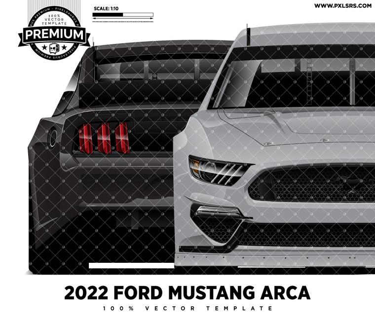 2022 Ford Mustang ARCA Full 'Premium' Vector Template - Pixelsaurus