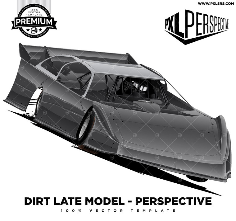 Dirt Late Model 'Premium Perspective' 100% Vector Template - Pixelsaurus