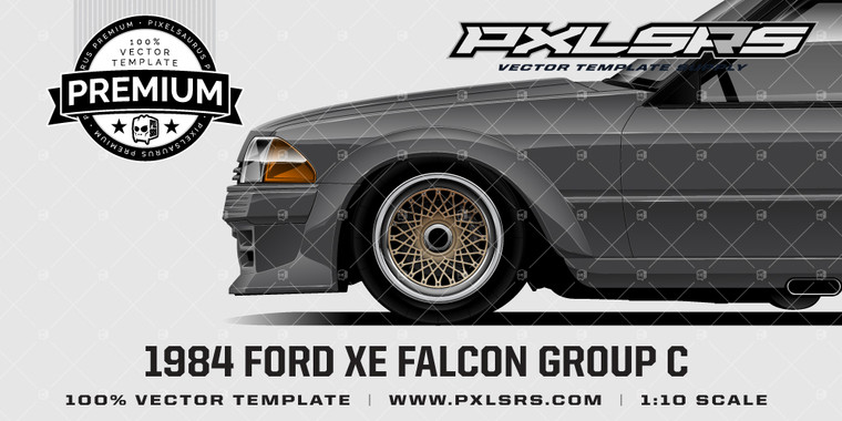1984 Ford XE Falcon Group C 'PREMIUM' Vector Template - Pixelsaurus