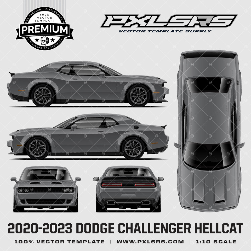2020-2023 Dodge Challenger Hellcat - Full 'Premium' Vector Template