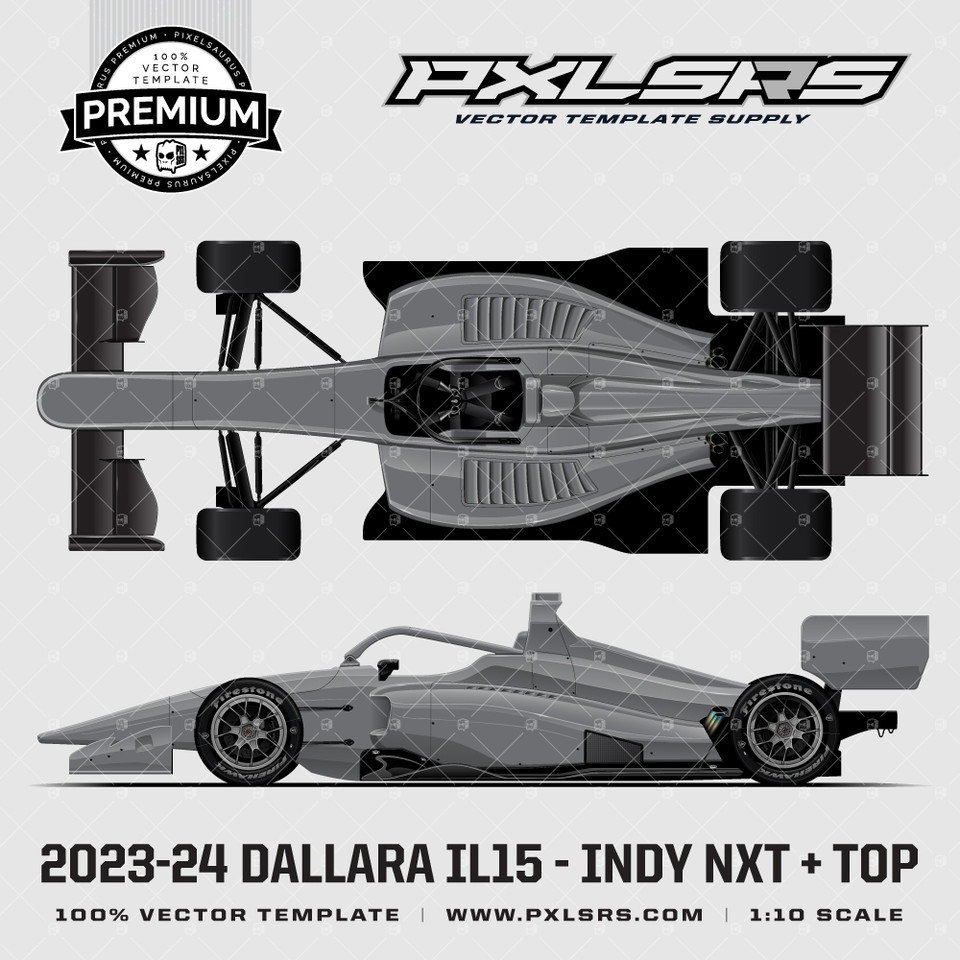 2023-2024 Dallara IL15 - INDY NXT + TOP 'Premium' Vector Template