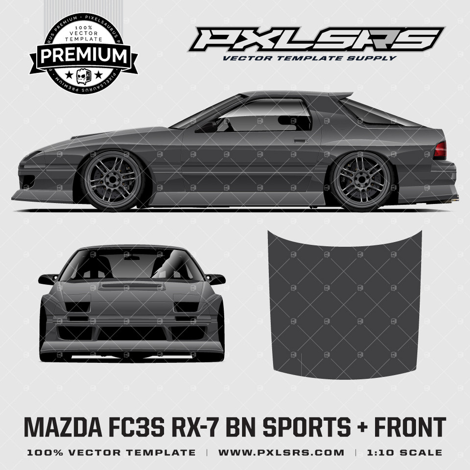 Mazda FC3S RX7 – BN Sports + Front 'Premium' Vector Template - Pixelsaurus
