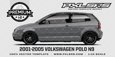 2001-2005 Volkswagen Polo N9 - Side 'Premium' Vector Template - Pixelsaurus