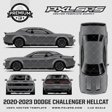 2020-2023 Dodge Challenger Hellcat - Full 'Premium' Vector Template ...
