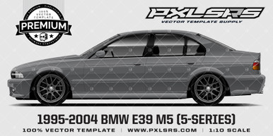 1995-2004 BMW E39 M5 (5-SERIES) 'PREMIUM' VECTOR TEMPLATE - Pixelsaurus