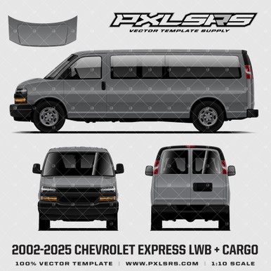 2002-2025 CHEVROLET EXPRESS VAN LWB + CARGO 'Vector' Template - Pixelsaurus