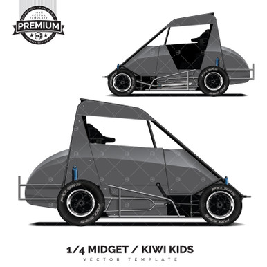 Dirt Track 1/4 Midget 'Premium' Vector Template - Pixelsaurus