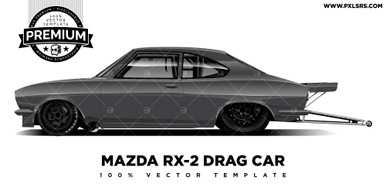 Mazda RX-2 – Drag Car 'Premium' Vector Template - Pixelsaurus
