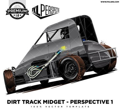 Dirt Track Midget Rear 'Premium Perspective' 100% Vector Template ...