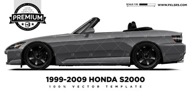1999-2009 Honda S2000 'Premium' Vector Template - Pixelsaurus