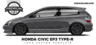 Honda Civic EP3 Type R 'Premium' Vector Template - Pixelsaurus