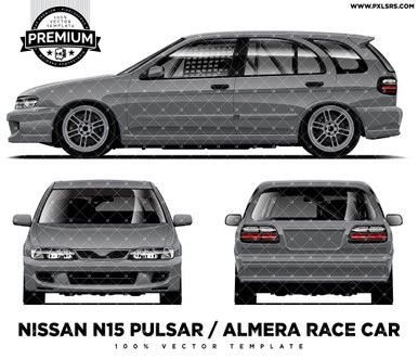 Nissan N15 Pulsar (Almera) Race Car Full 'Premium' vector template ...