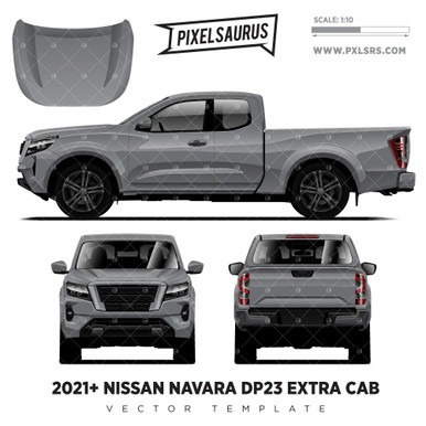 2021+ Nissan Navara NP300/D23 (Frontier) Extra Cab Vector Template ...
