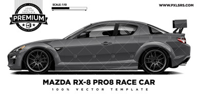MAZDA RX8 PRO8 RACE CAR 'Premium' Vector Template - Pixelsaurus