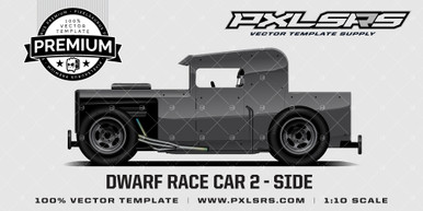 Dwarf Asphalt Race Car 2 - Side 'Premium' Vector Template - Pixelsaurus