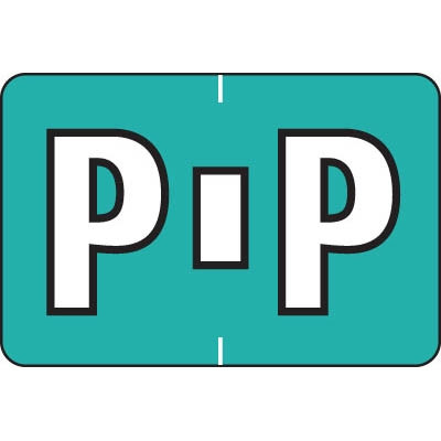 Colwell Alpha Labels, 1 H x 1 1/2 W , Letter P, Aqua, 500/Roll (COAM-P)