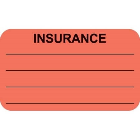 Insurance Labels | Fluorescent Red, 7/8" x 1-1/2", 250 Labels Per Roll