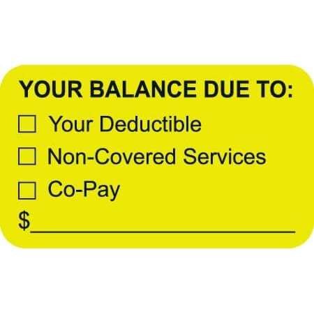 Balance Due Labels, 7/8" x 1-1/2", Chartreuse, 250 per Roll