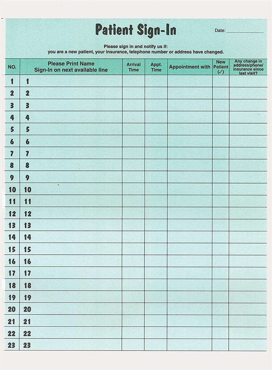 Patient Sign-In Label Forms, HIPAA Compliant, Green, 125/Pack