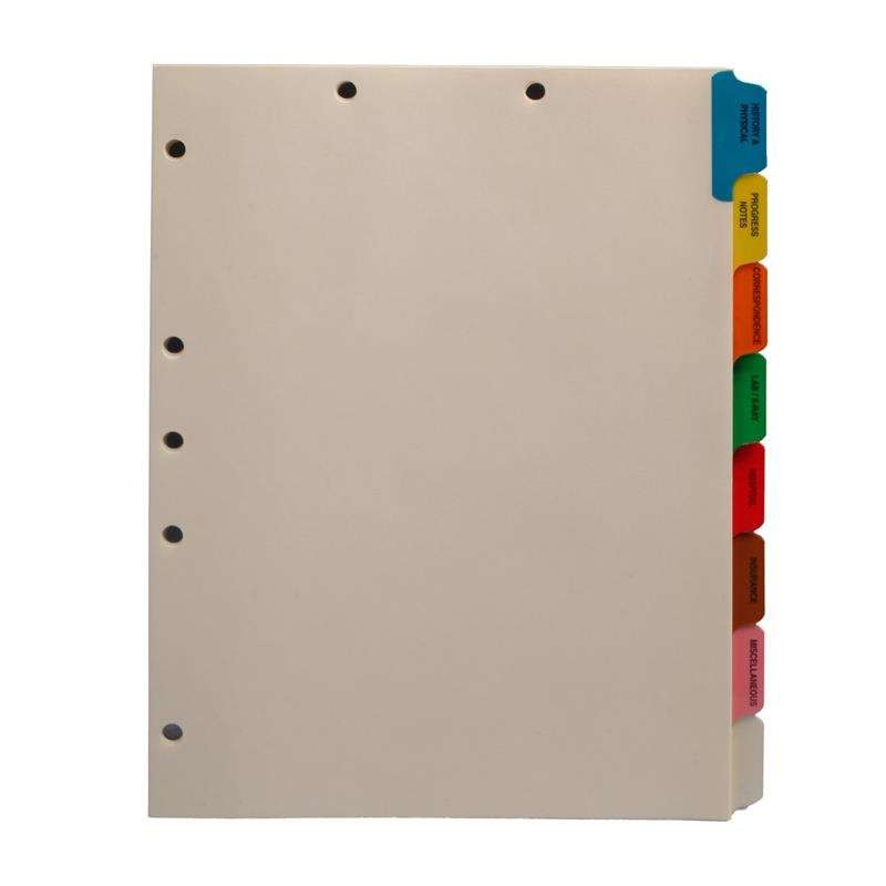 Medical Chart Divider Sets, Side Tab, 1/8th-Cut 40 Sets/Box (54505)