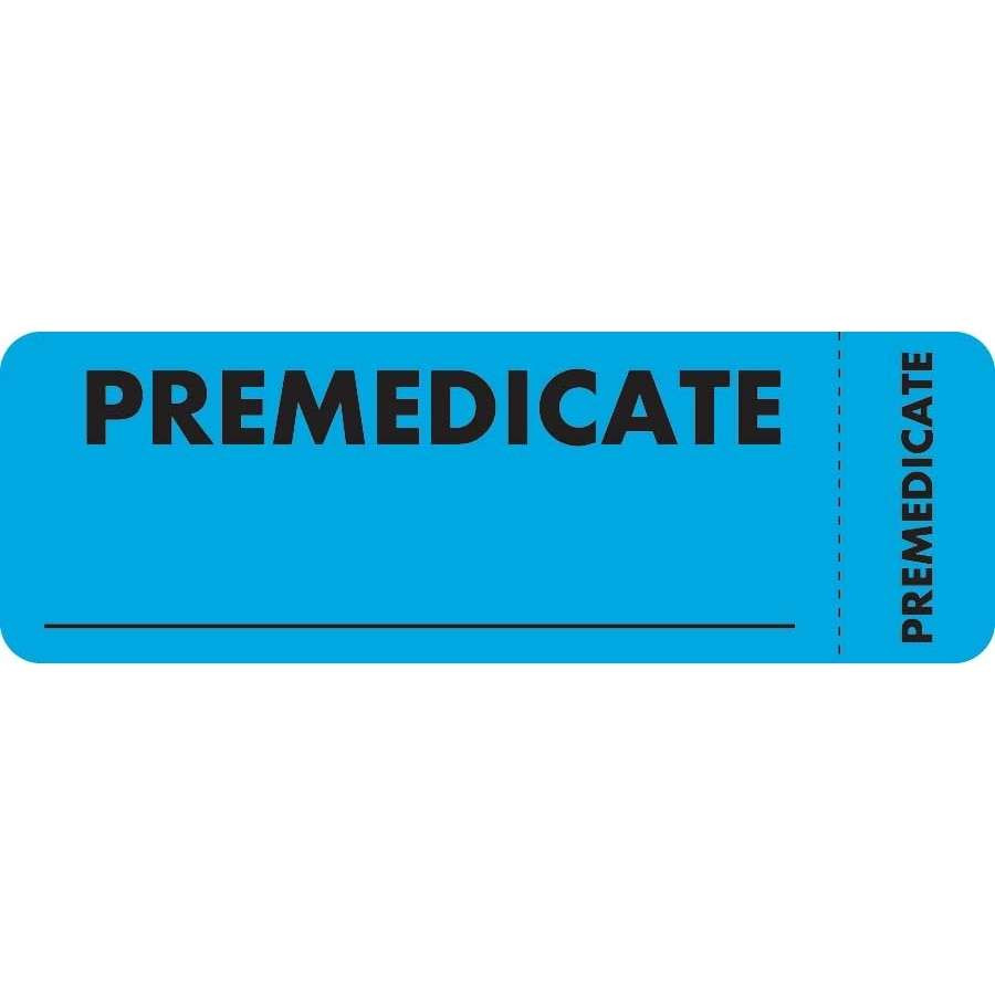 Premedicate Medical Chart Labels, 1" x 2", Lt. Blue, 250/Roll