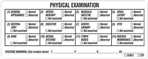 Veterinary Physical Exam Label | 1-7/8" x 4-3/4", 240/Roll