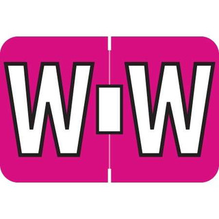 Amerifile Alpha Labels - Letter W, Magenta, 1 x 1.5 Inch, 500/Roll