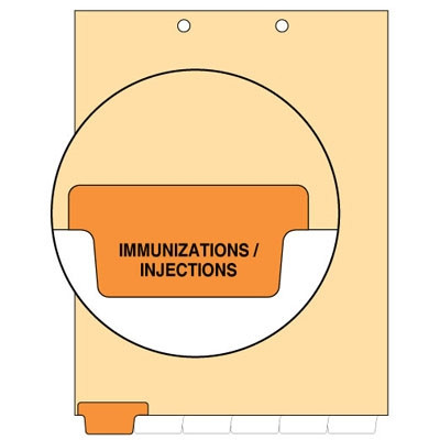 Immunizations Injections Chart Dividers, Bottom Tab, Orange, 100/Box