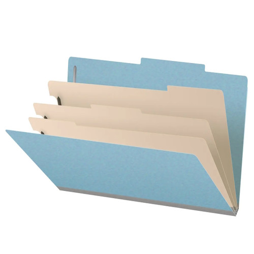 Blue Legal Pressboard Classification Folder, 3-Divider, 3" Exp
