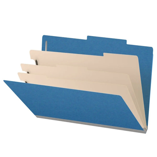 Royal Blue Legal Pressboard Classification Folder, 3-Divider, 3" Exp
