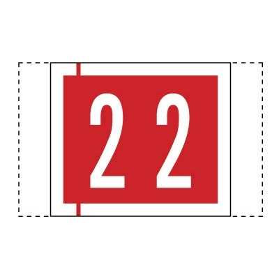 Col'R'Tab Numeric Label 11000 Series, Number 2, Red, 1 x 1-1/2, 500/Roll