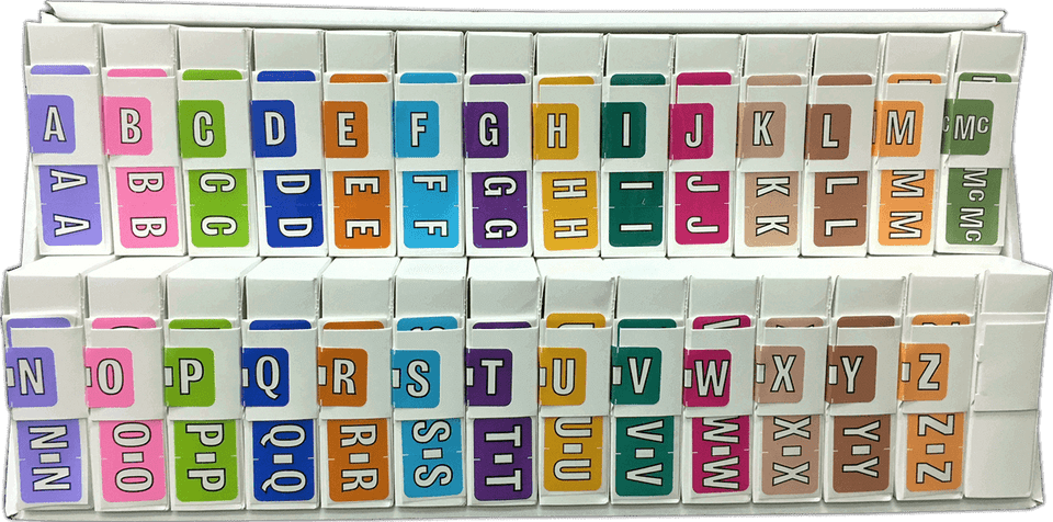 Amerifile Alpha Labels A-Z Full Set with Tray, 500 Labels/Roll