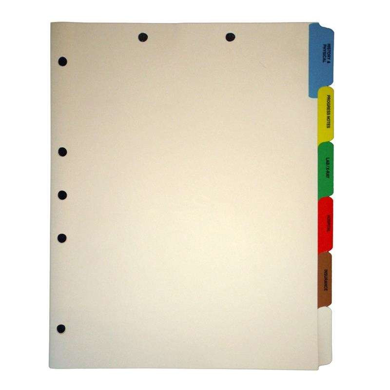 Medical Chart Divider Sets, Side Tab, 1/6-Cut, 65 Sets/Box