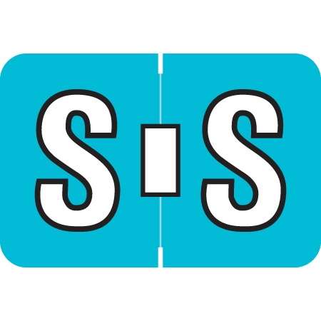 Amerifile Alpha Labels - Letter S, Light Blue, 1 x 1.5 Inch, 500/Roll