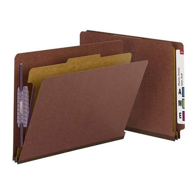 Smead End Tab Classification Folders, 1 Divider, Letter, Red (26855)