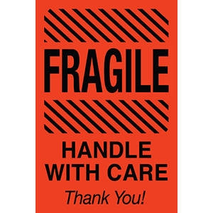 Shipping & Handling Label, Fragile, 4 x 6, Fluorescent Red, 500/Roll ...