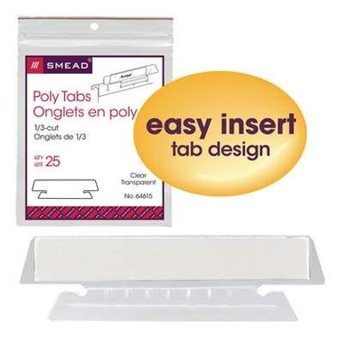 Smead Hanging File Folder Tabs - 1/3-Cut, Clear, 25/Pack