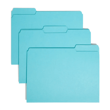 Smead Interior File Folders, 1/3-Cut Tab, Letter Size, Aqua, 100/Box