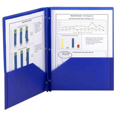 Smead Poly Two-Pocket Folder, Tang Fastener, Letter, Dark Blue (87726)