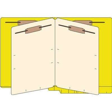 Yellow End Tab Classification Folders - 2 Dividers, Letter Size, 25/Box