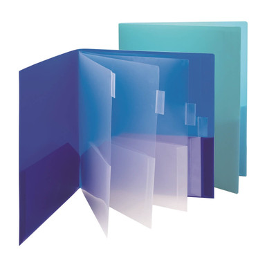 10-Pocket Poly Subject Folder - Letter Size, Assorted Teal or Dark Blue ...