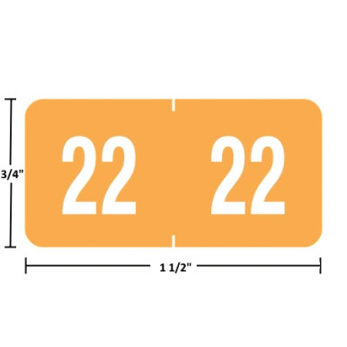 Tab Year Labels - 2022 Orange (92022), 3/4" x 1-3/4"