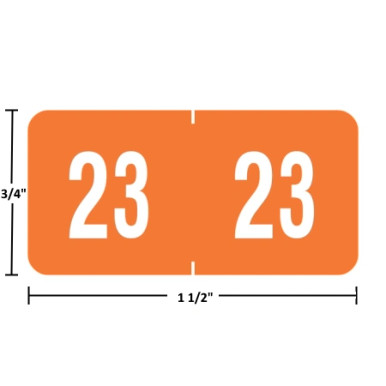 Tab Year Labels - 2023 Dark Orange (92023), 3/4" x 1-3/4"