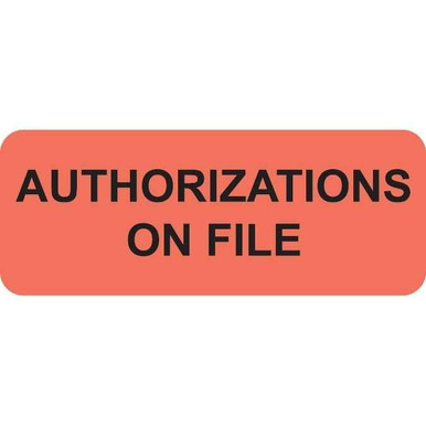 Authorizations on File Labels | Fluorescent Red 7/8" x 2-1/4"