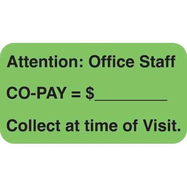 Attention: Office Staff Labels | Fluorescent Green, 250 Labels Per Roll