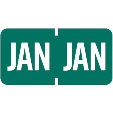 Tab Month Labels, 1/2 H x 1 W, January, Dark Green, 1000/Roll